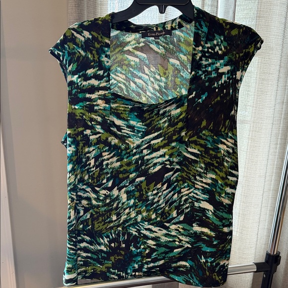 Evan Picone | Tops | Evan Picone Green And Black Patterned Blouse ...